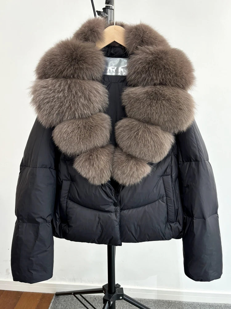 Luxe Faux Fur Trimmed Black Puffer Jacket on Luulla