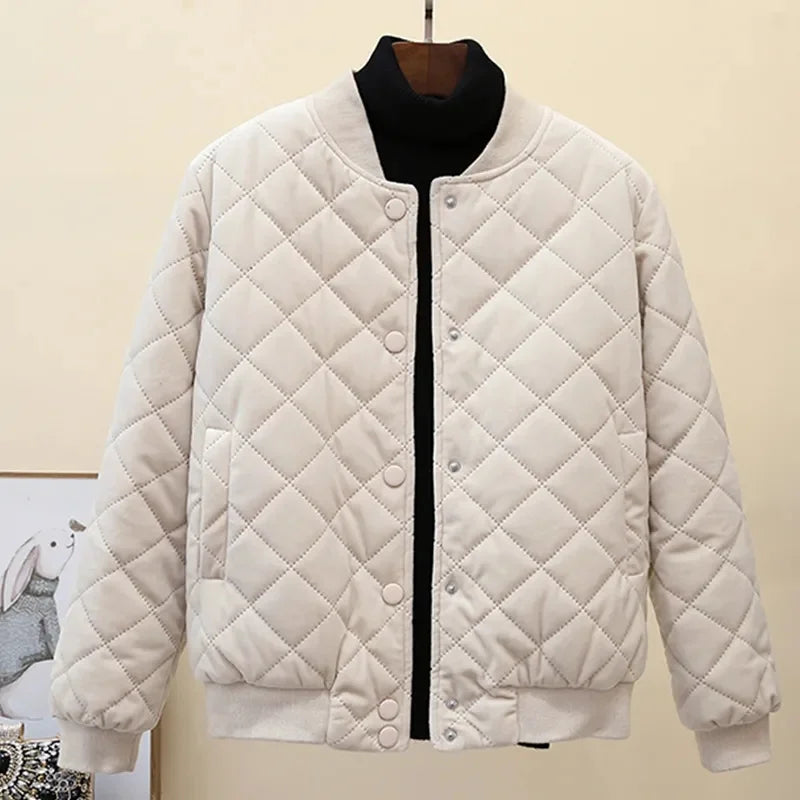 Quilted White Jacket With Snap Button Closure on Luulla
