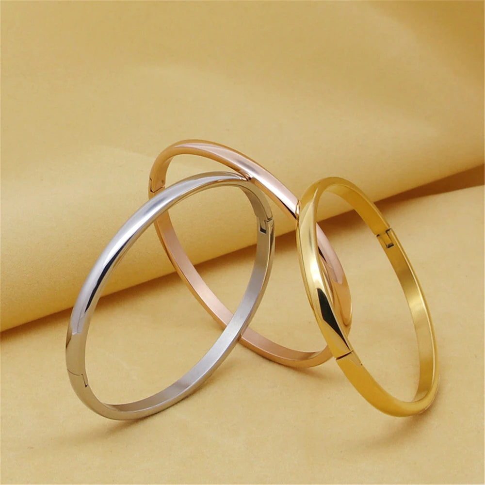 Tri-tone Stainless Steel Bangle Bracelet Set on Luulla