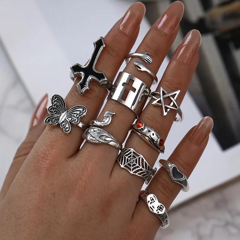 Gothic Silver Rings Set With Unique Designs on Luulla