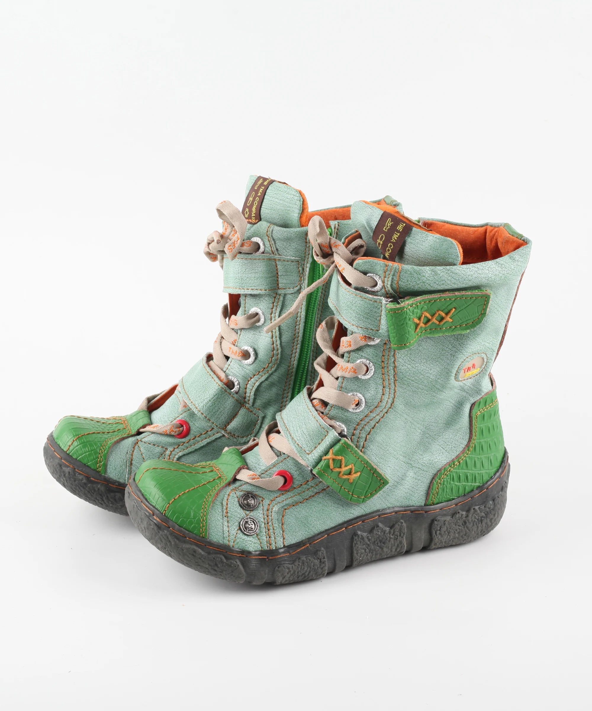 Colorful High-top Leather Boots With Unique Stitching on Luulla