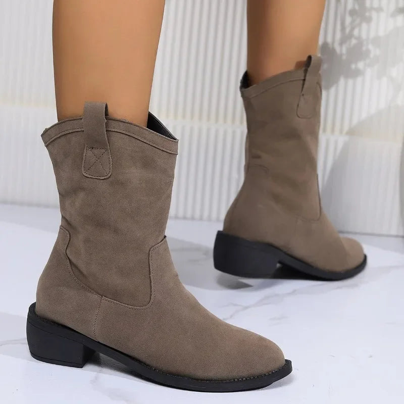 Womens Suede Ankle Boots With Low Heel on Luulla