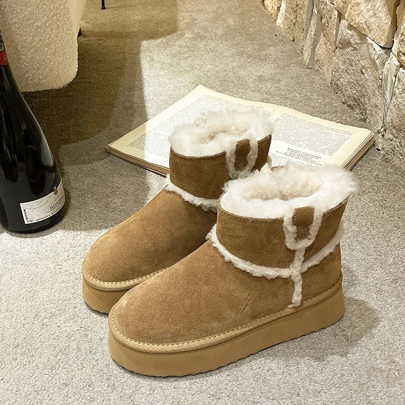 Cozy Shearling-lined Suede Boots With Buckle on Luulla